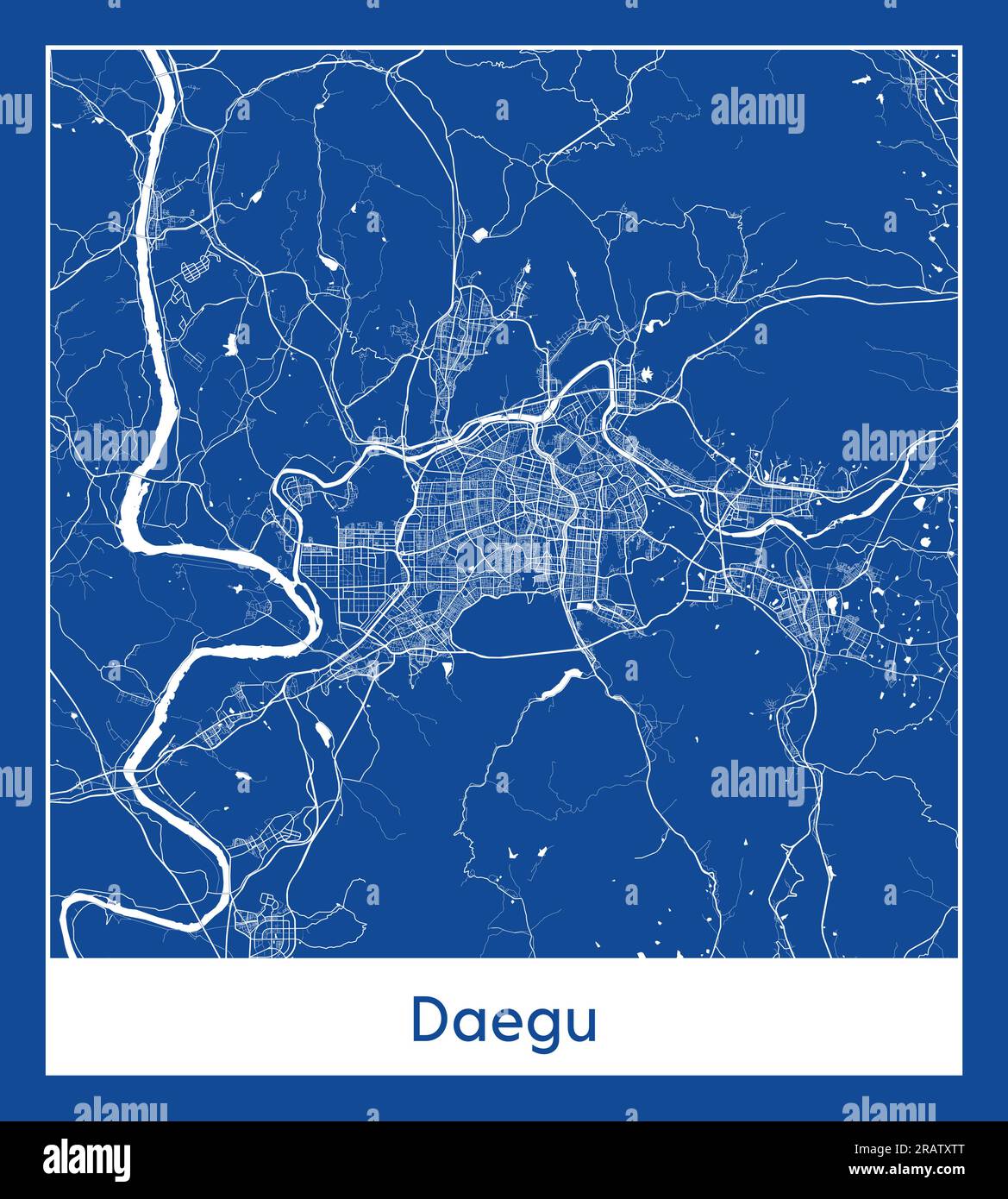 Daegu South Korea Asia City map blue print vector illustration Stock ...