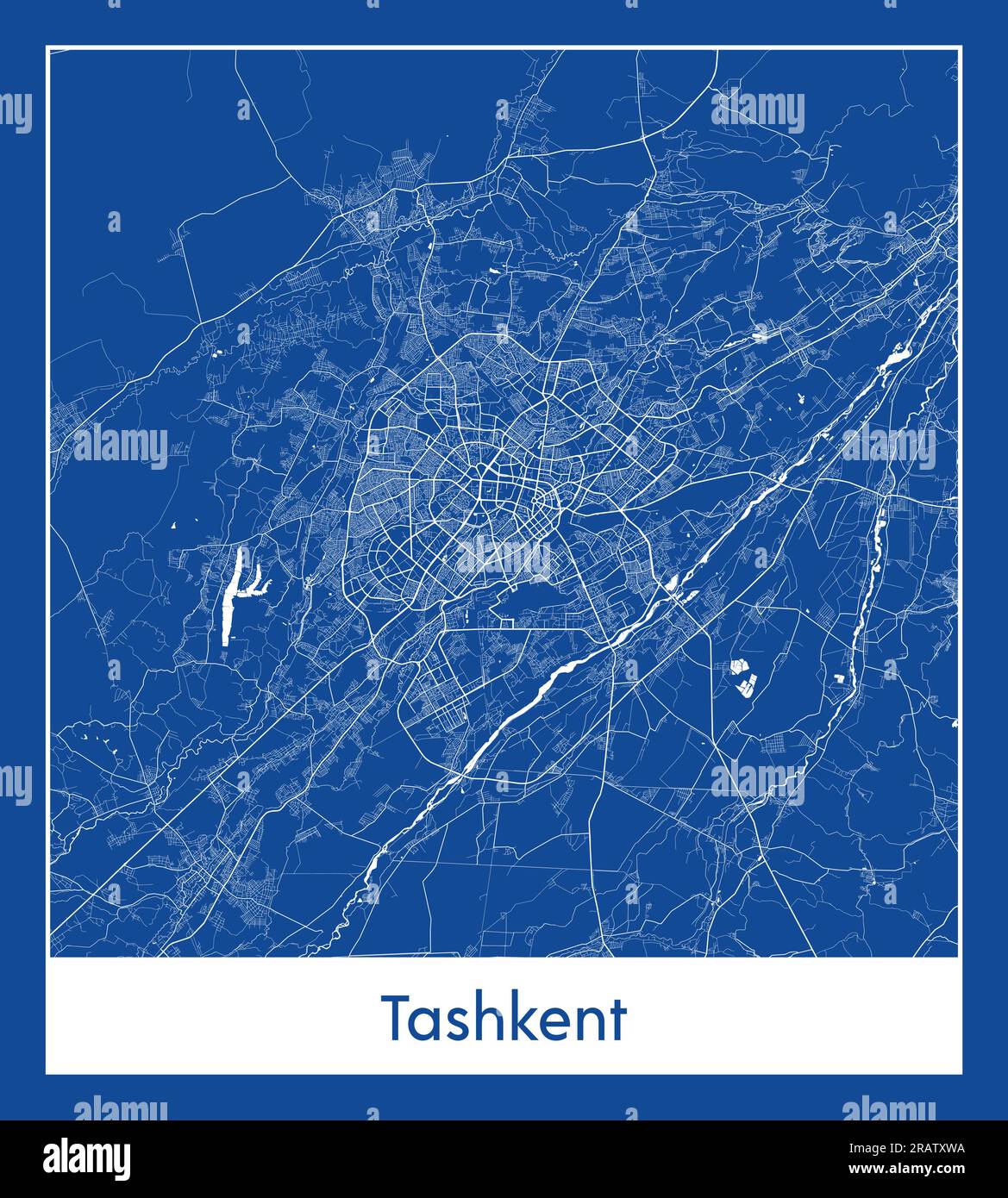 Tashkent Uzbekistan Asia City map blue print vector illustration Stock ...