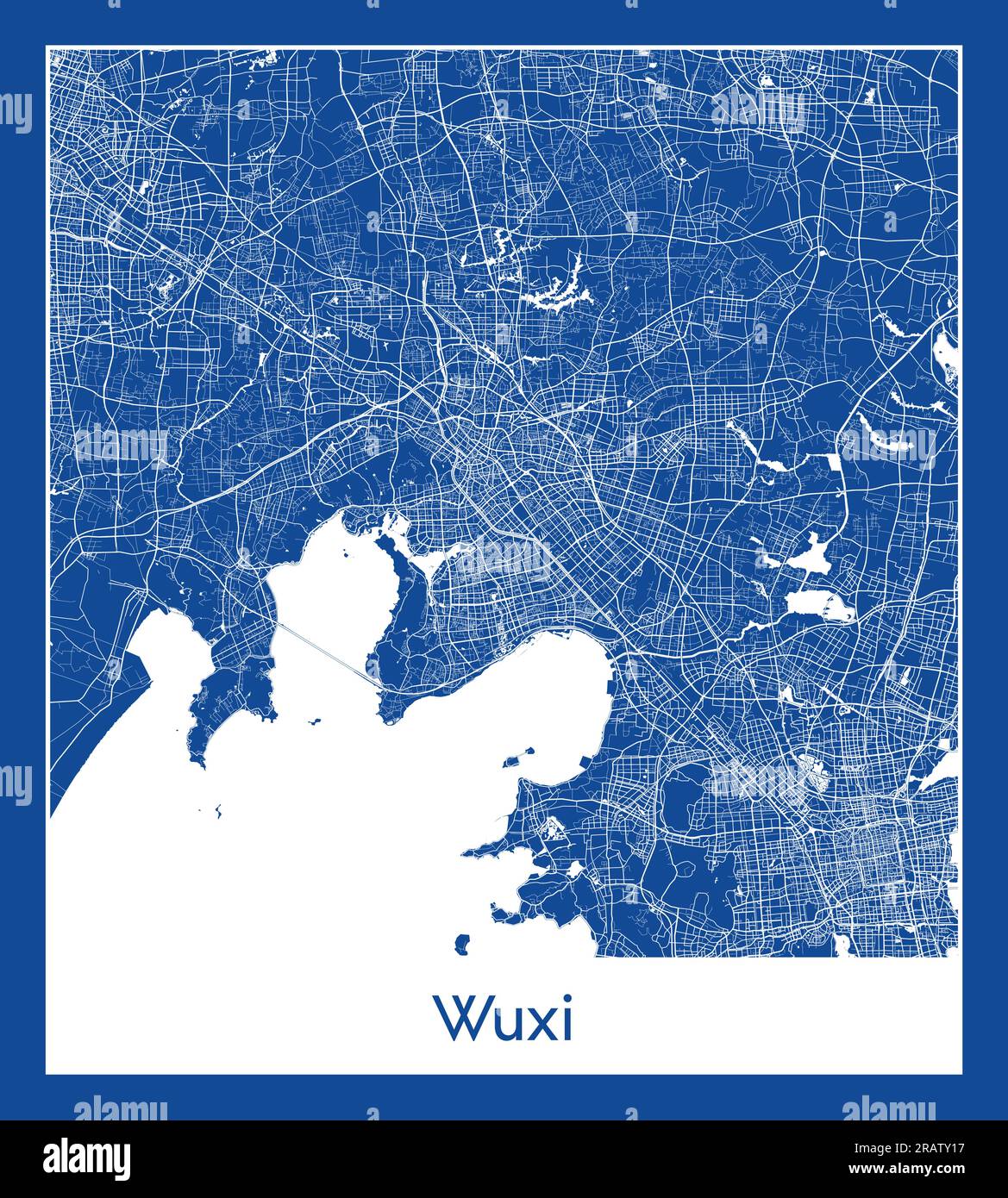 Wuxi China Asia City map blue print vector illustration Stock Vector ...