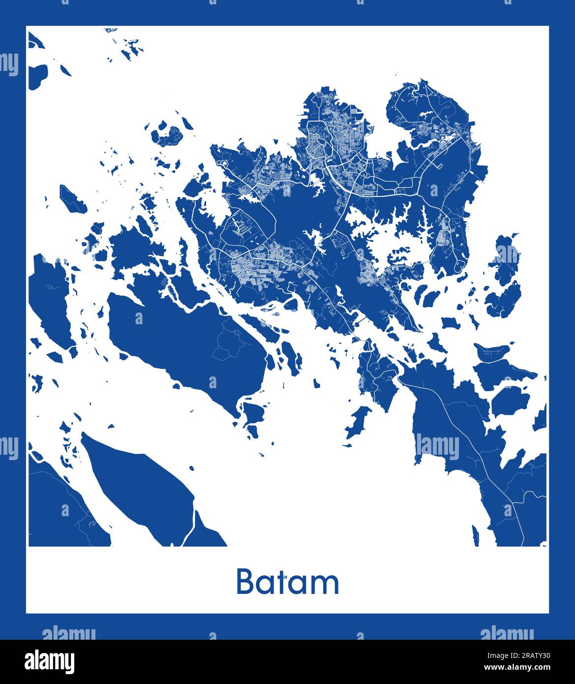 Batam Indonesia Asia City map blue print vector illustration Stock ...