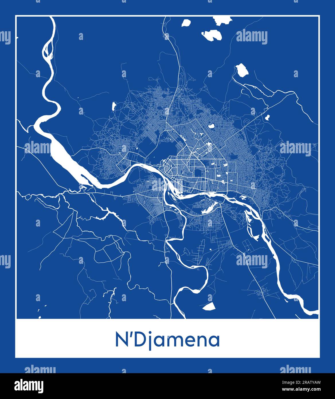 N Djamena Chad Africa City map blue print vector illustration Stock Vector Image & Art - Alamy