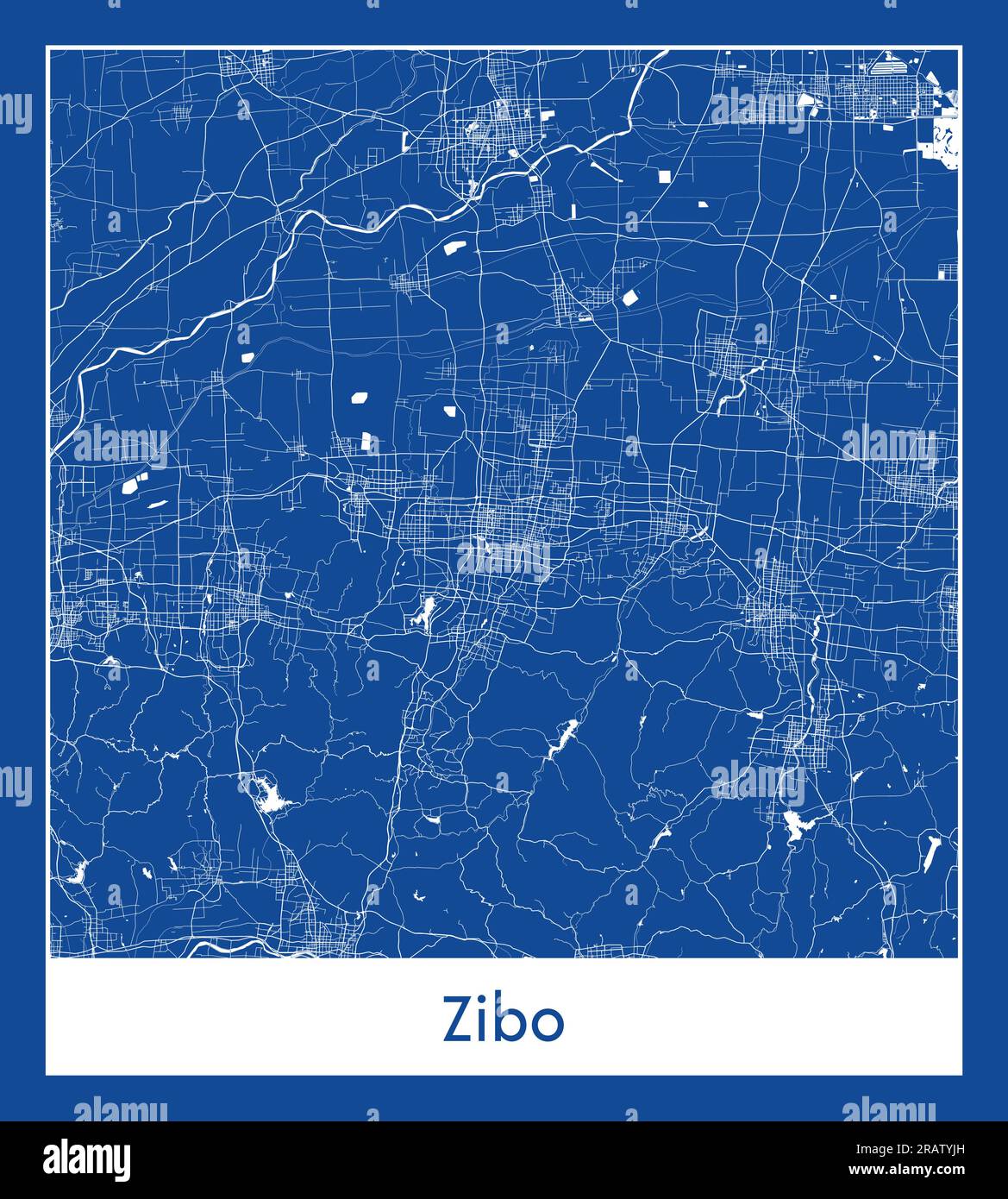 Zibo China Asia City map blue print vector illustration Stock Vector Image & Art - Alamy