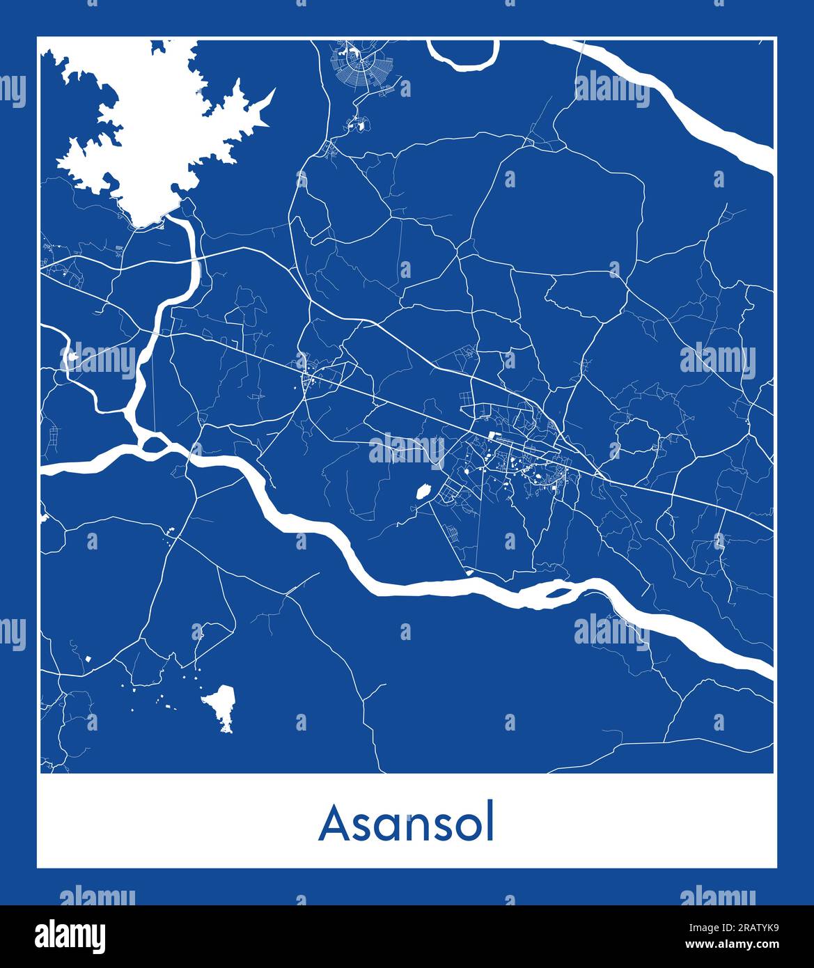 Asansol India Asia City map blue print vector illustration Stock Vector ...
