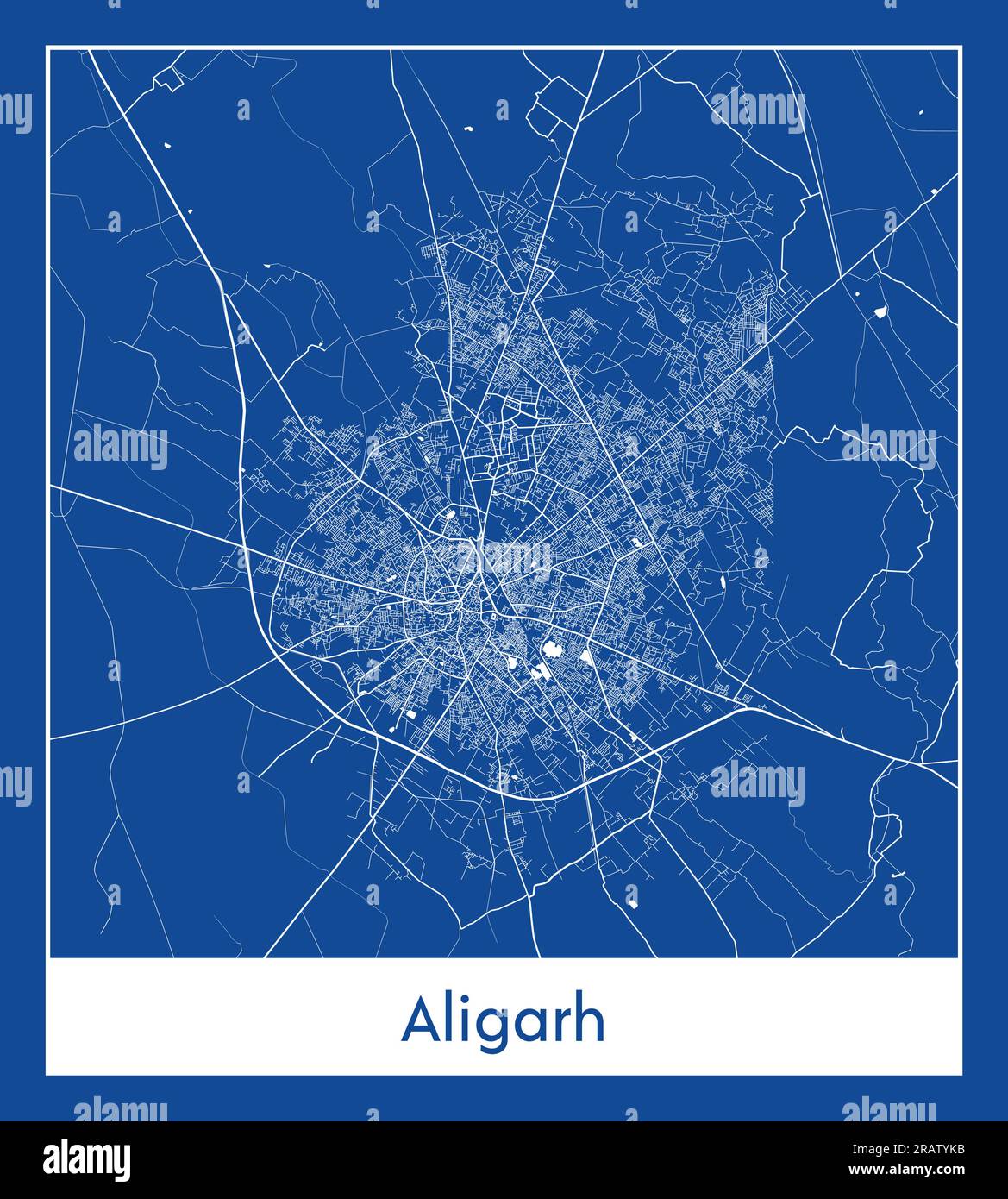 Aligarh India Asia City map blue print vector illustration Stock Vector ...