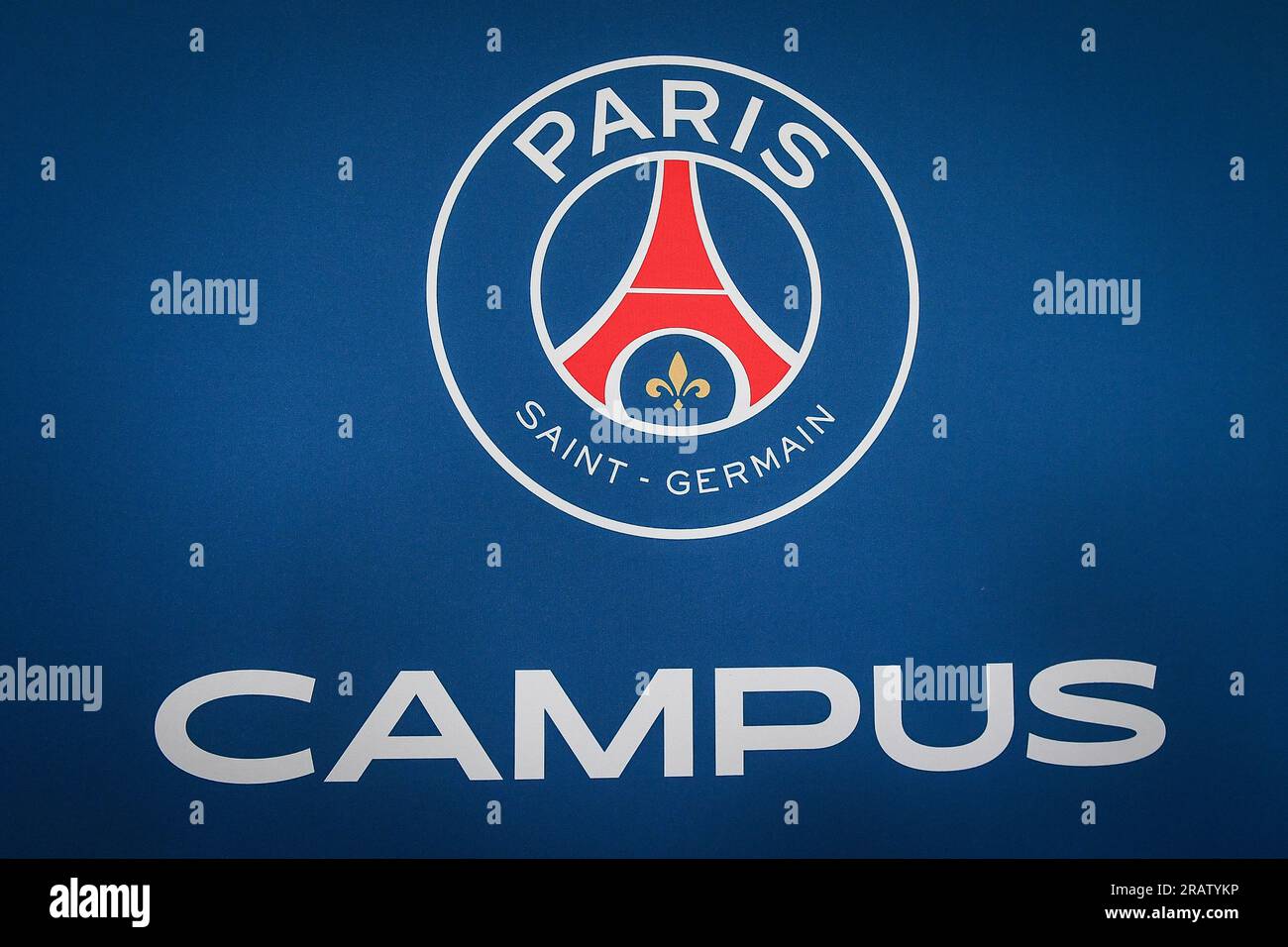Illustration of the official logo of PSG at Campus PSG, the new ...