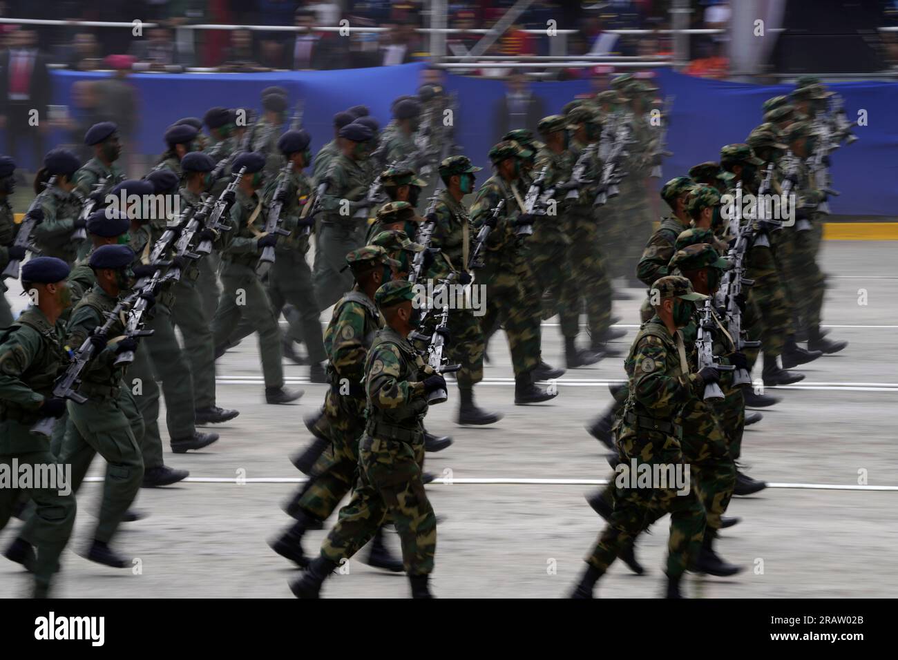 Soldiers march in an Independence Day military parade, in Caracas ...