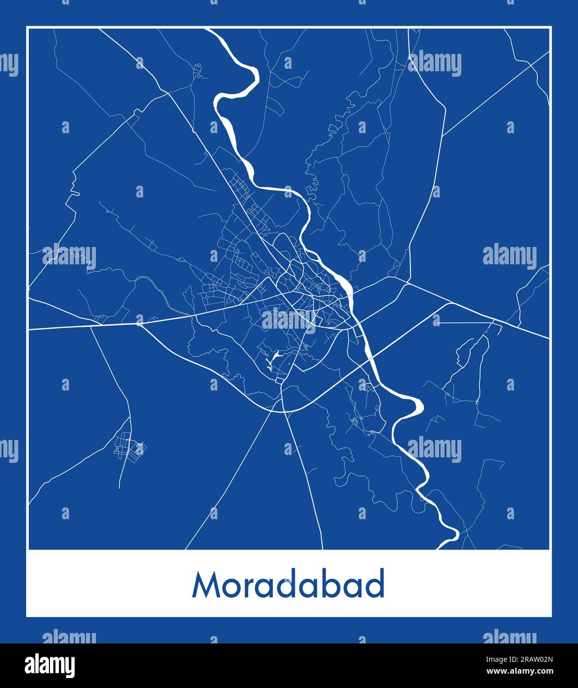 Moradabad India Asia City map blue print vector illustration Stock ...
