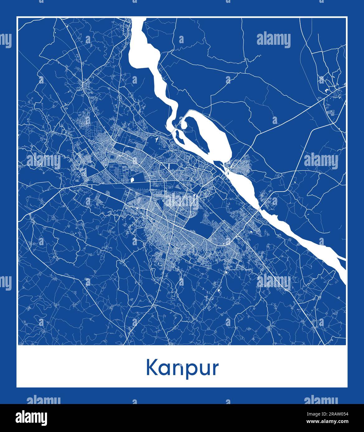 Kanpur India Asia City map blue print vector illustration Stock Vector ...