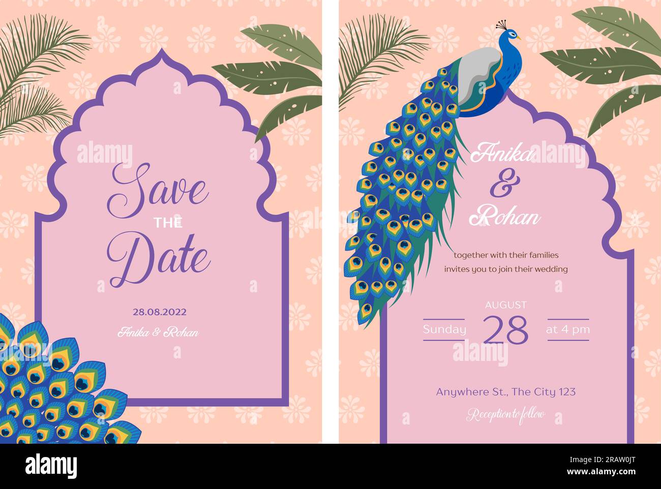 Indian Wedding Invitation and Save the date templates set. Exotic ...