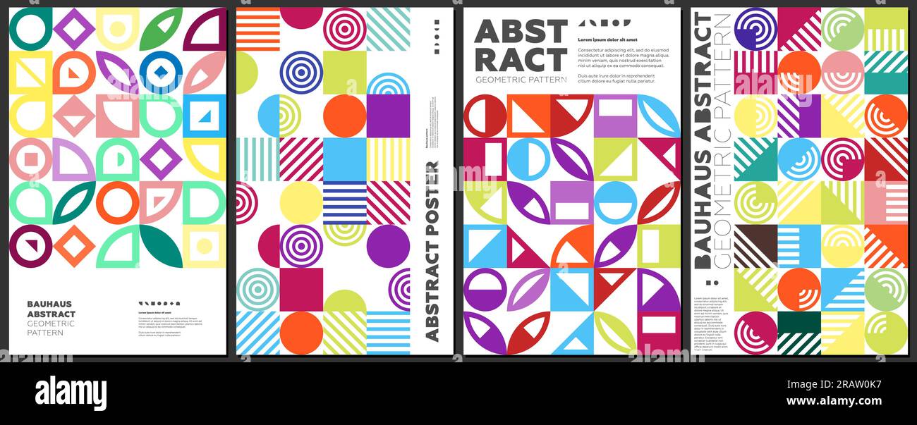 Abstract geometric bauhaus style artworks. Simple shapes combination ...