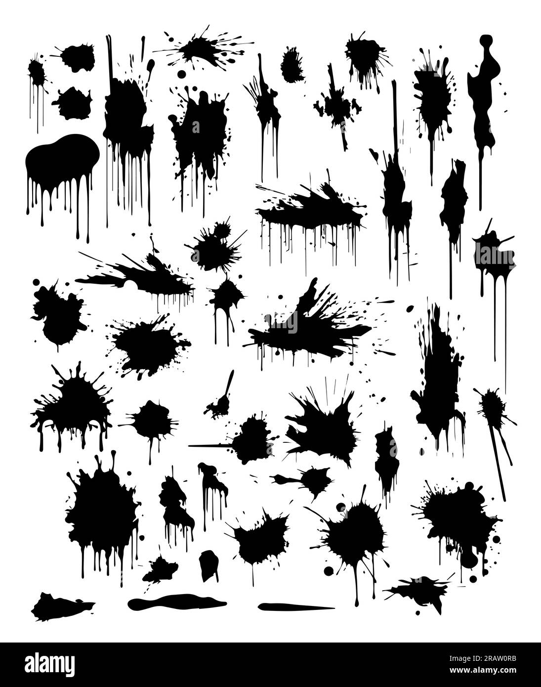 Black ink spots set on white background. Ink illustration Stock Vector ...