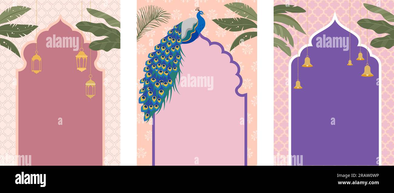 Indian and oriental frames, backgrounds, doors and arches. Wedding ...