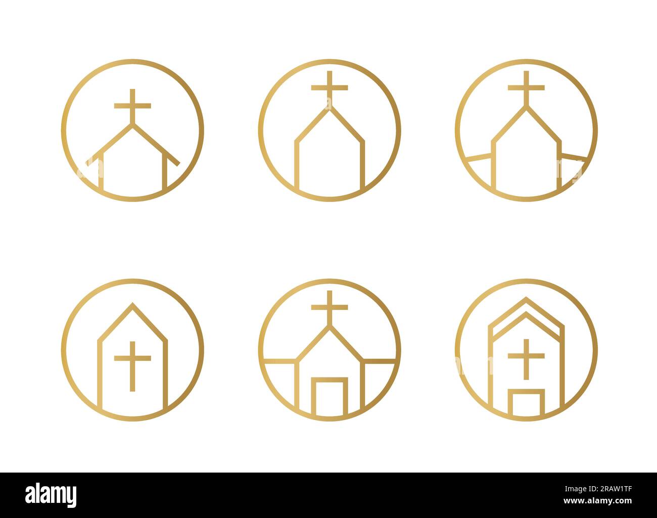 set of golden christian, catholic church icons- vector illustration ...