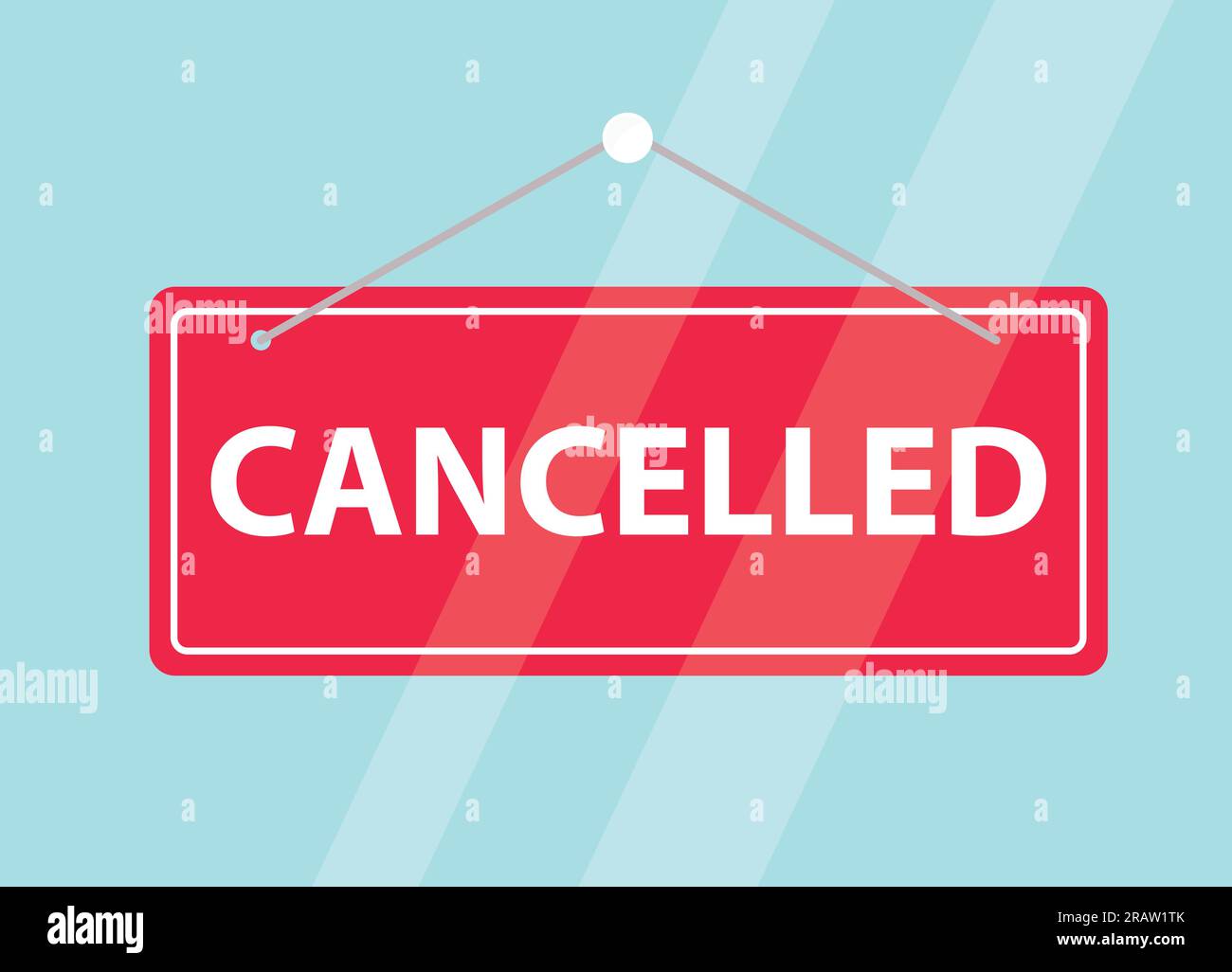 cancelled sign hanging on the entrance door - vector illustration Stock ...