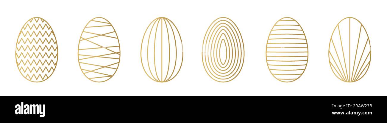 set of golden easter eggs in different line patterns- vector illustration Stock Vector Image ...