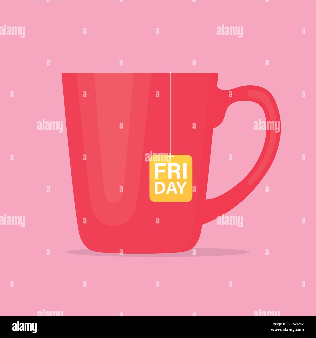 cup with friday written on tea paper tag, happy friday concept -vector ...