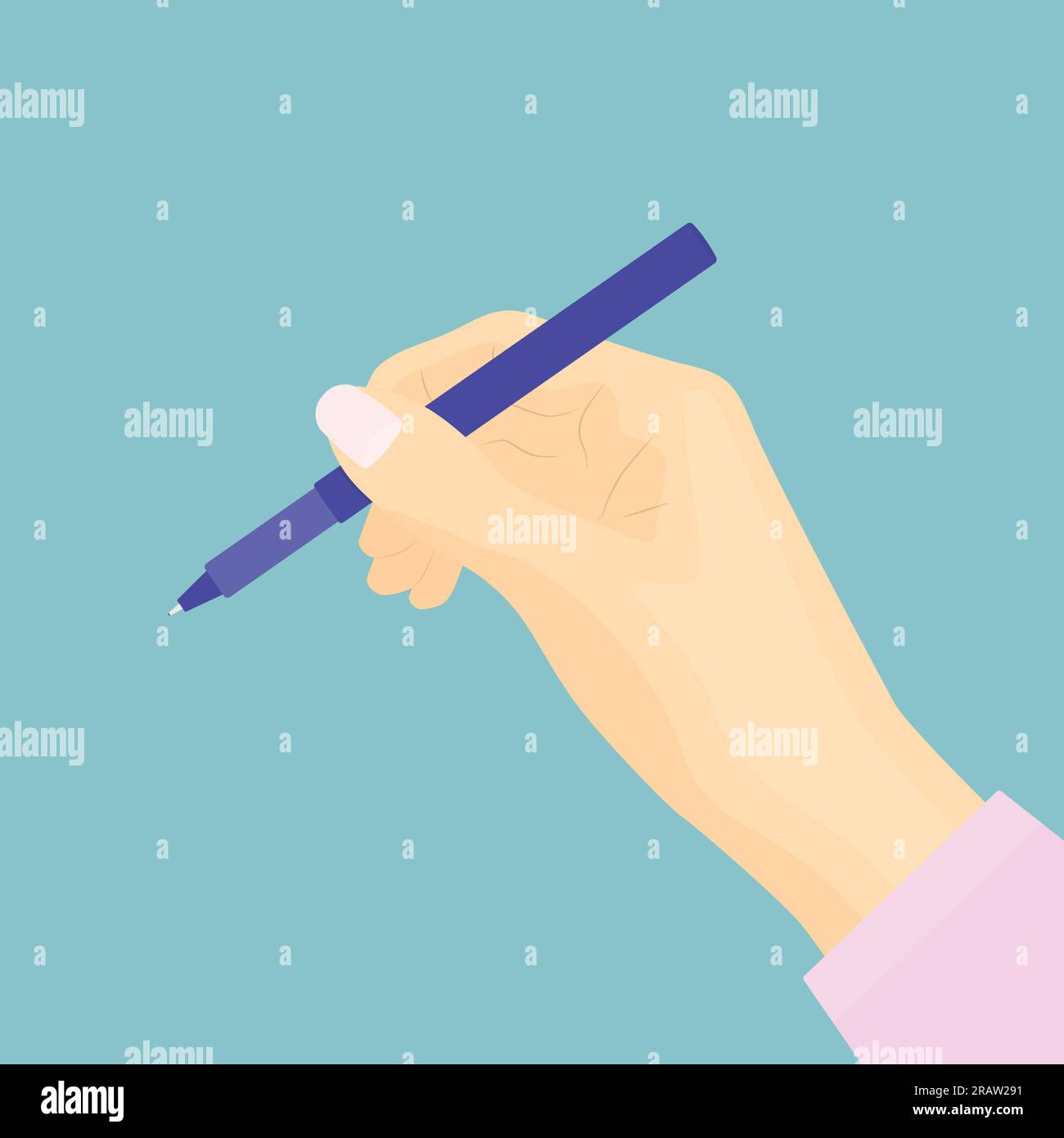 female hand holding a pen - vector illustration Stock Vector Image ...