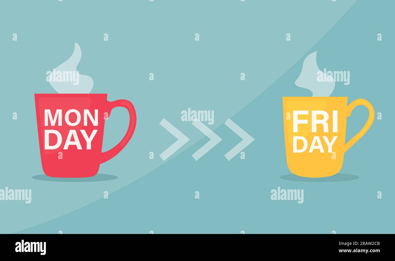 concept of work week from Monday to Friday coffee - vector illustration ...