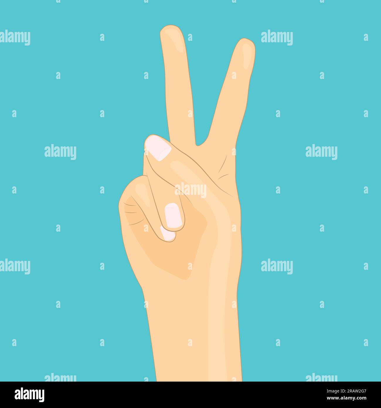 hand showing victory sign - vector illustration Stock Vector Image ...