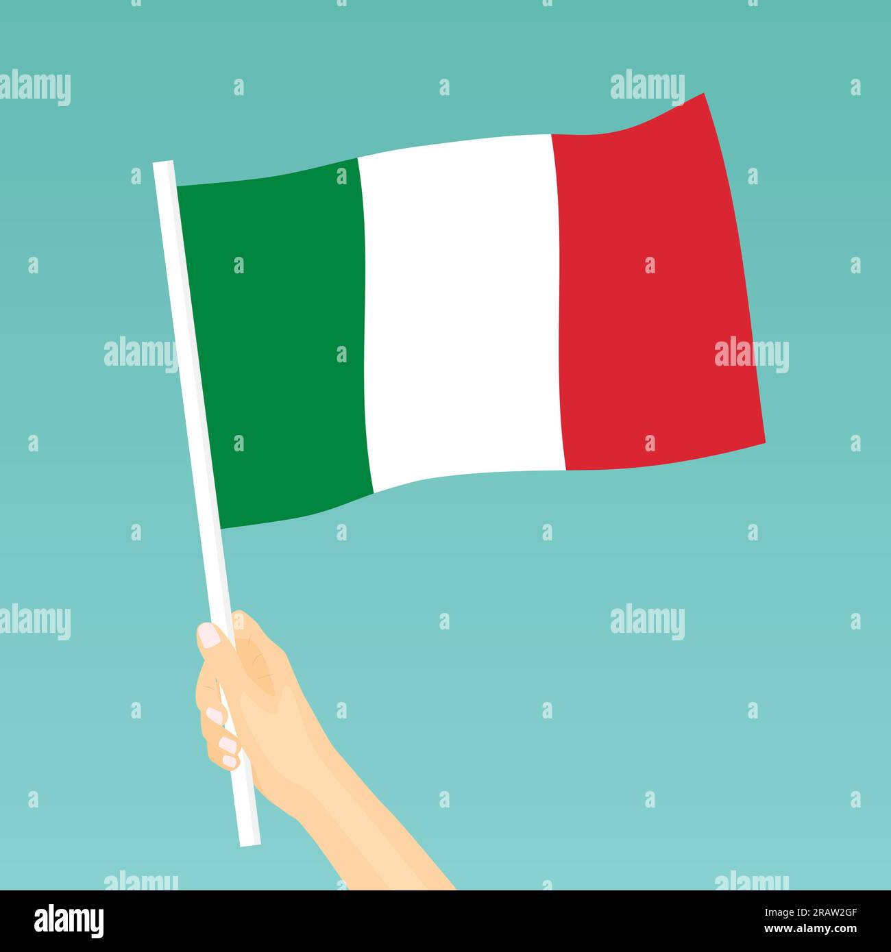 hand holding italian flag - vector illustration Stock Vector Image ...