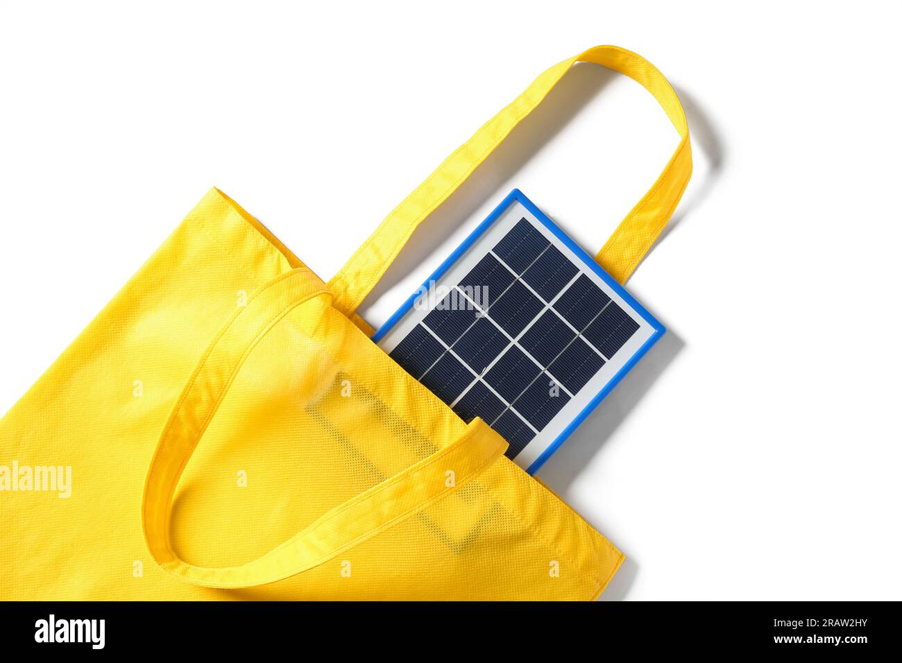Bag with portable solar panel on white background Stock Photo - Alamy