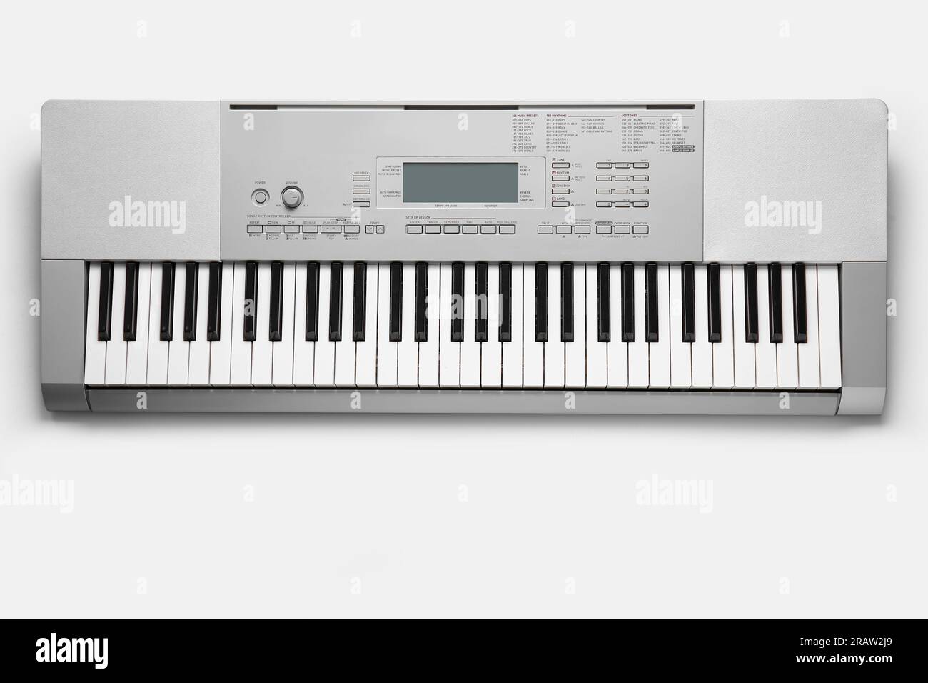 Modern synthesizer keyboard on white background Stock Photo - Alamy