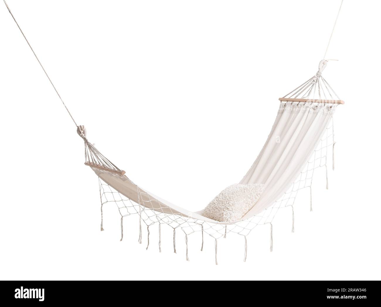 Cozy hammock with cushion isolated on white background Stock Photo - Alamy