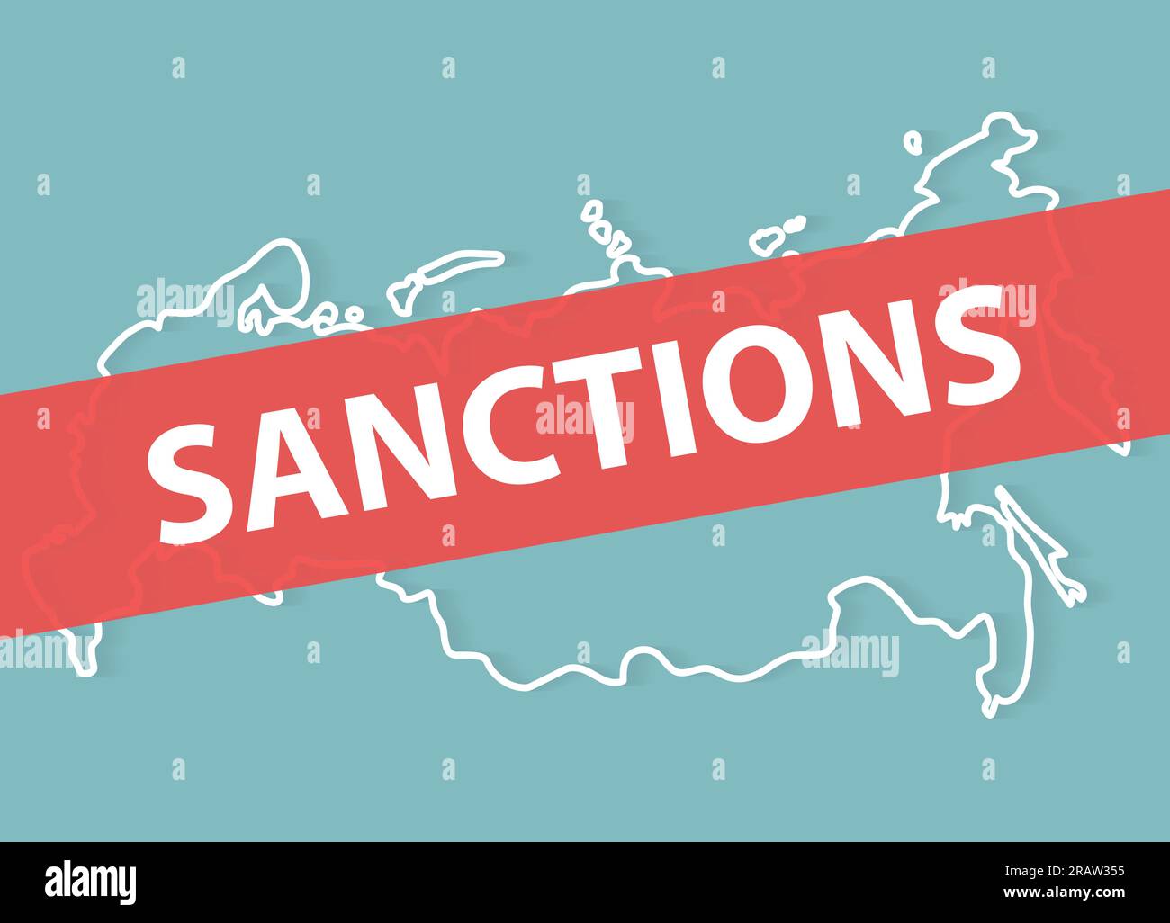 sanctions banner over Russia map- vector illustration Stock Vector ...