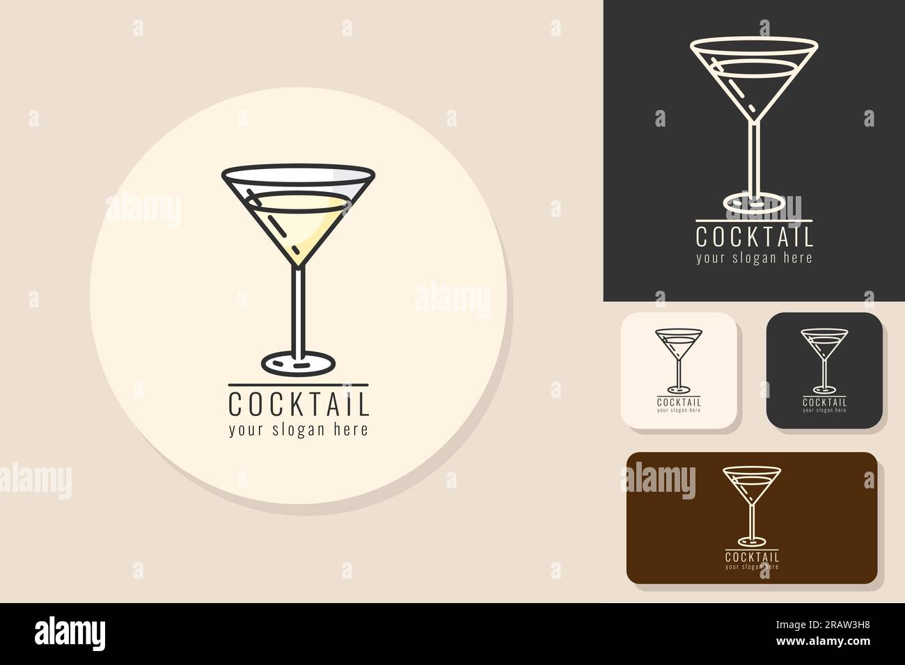 Logo cocktail set vector illustration,minimal design icon on a ...