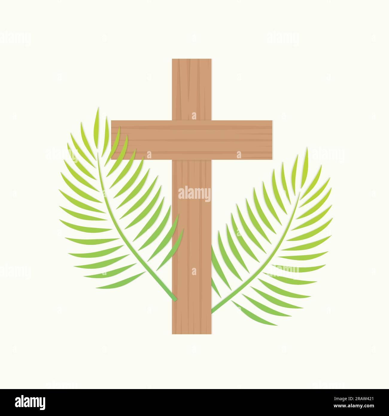 palm leaves and cross, christian Palm Sunday symbol- vector ...