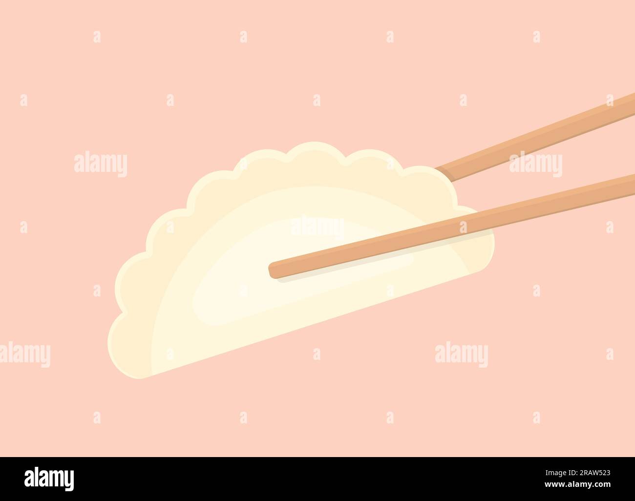 pair of bamboo chopsticks holding dumpling- vector illustration Stock ...