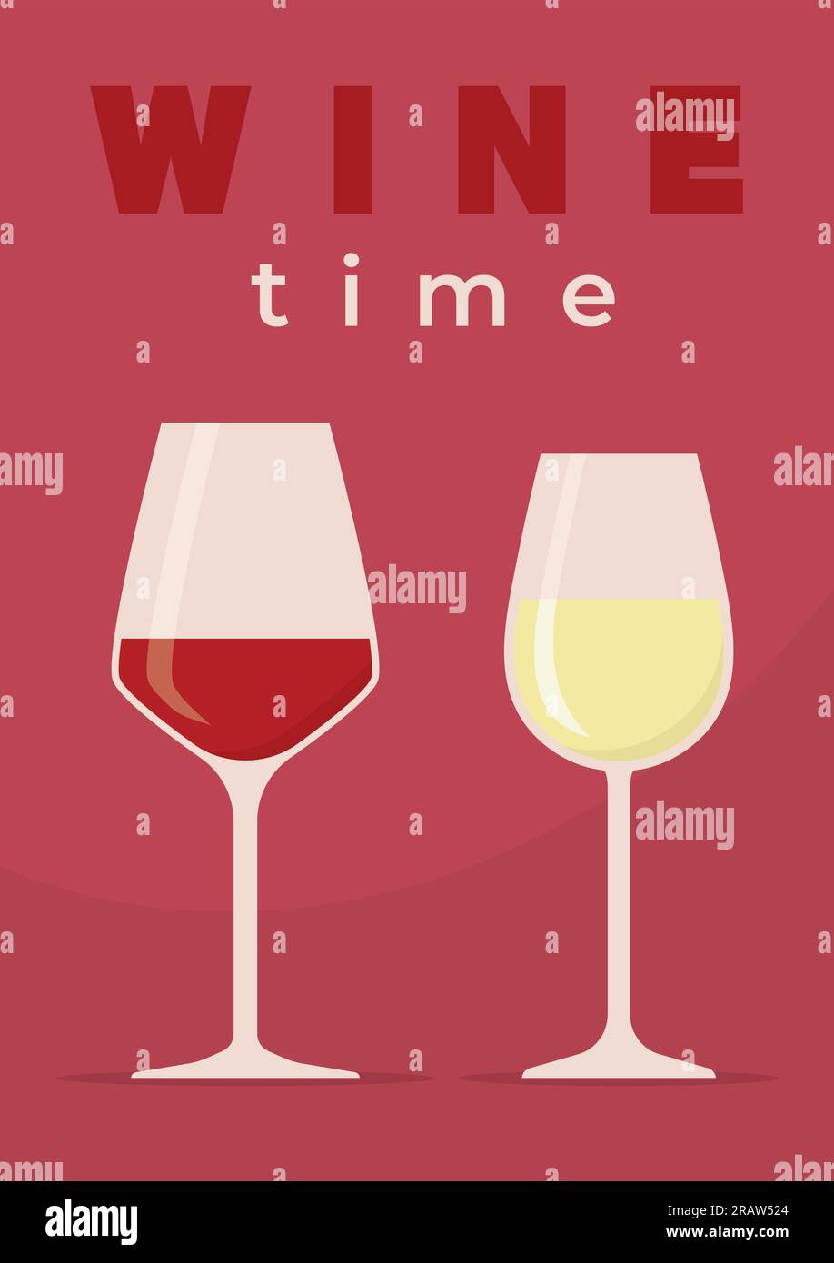wine time poster, celebration, wine tasting- vector illustration Stock ...