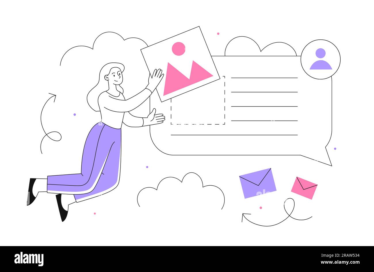 Woman creating message line concept Stock Vector Image & Art - Alamy