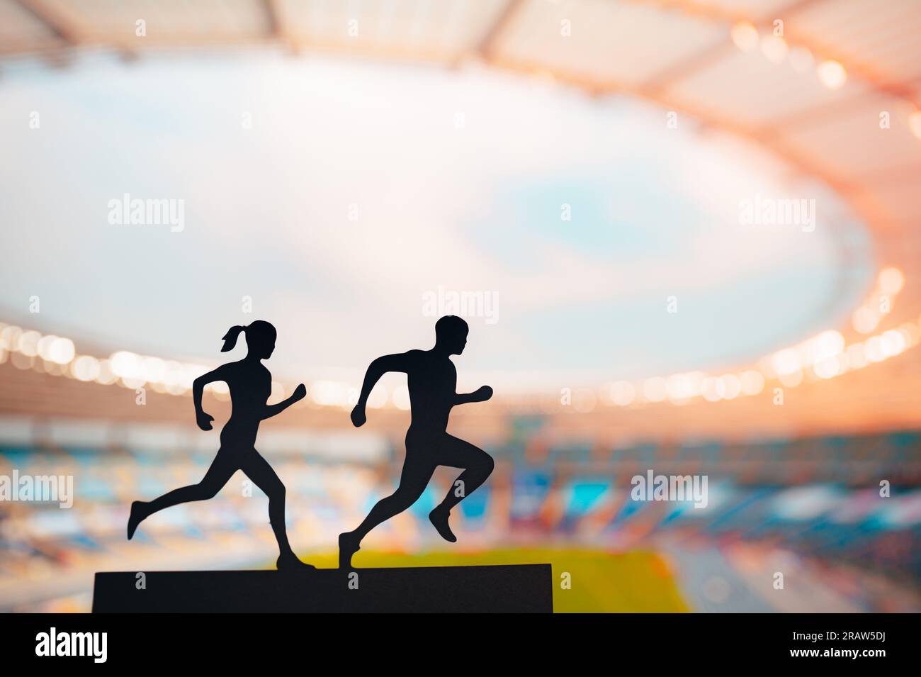 Running as One: Silhouettes of Male and Female Runners Unite, Elegantly ...