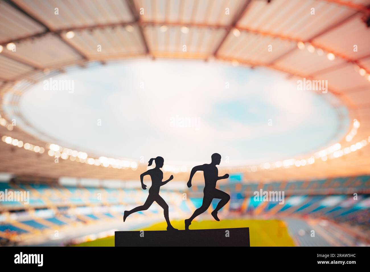 A Dynamic Duo: Silhouettes of a Male and Female Runner Partner Up ...