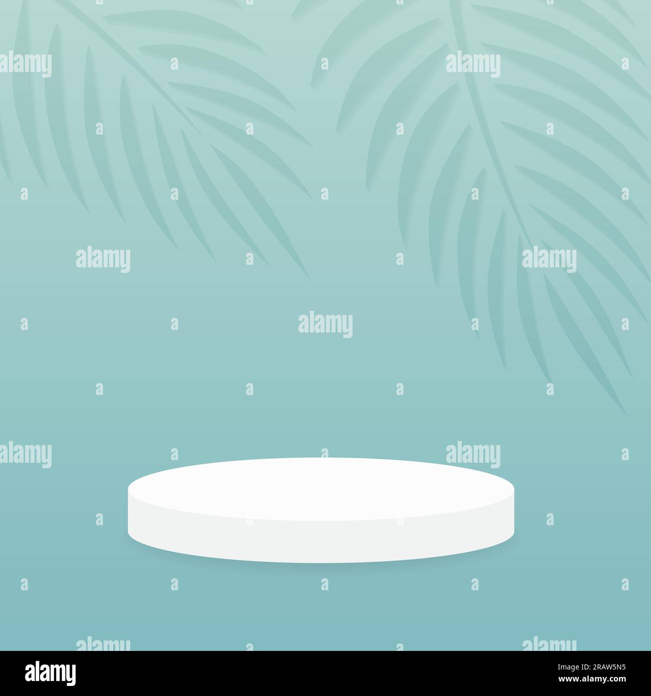 cylinder platform, pedestal on stage with shadows of palm leaves, stage ...