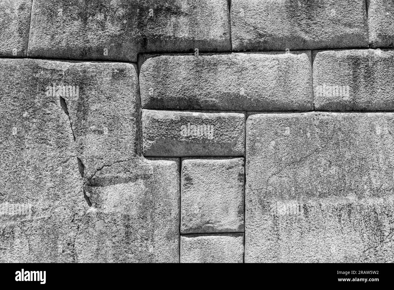 Inca wall in black and white, Machu Picchu Inca ruin, Cusco, Peru Stock ...