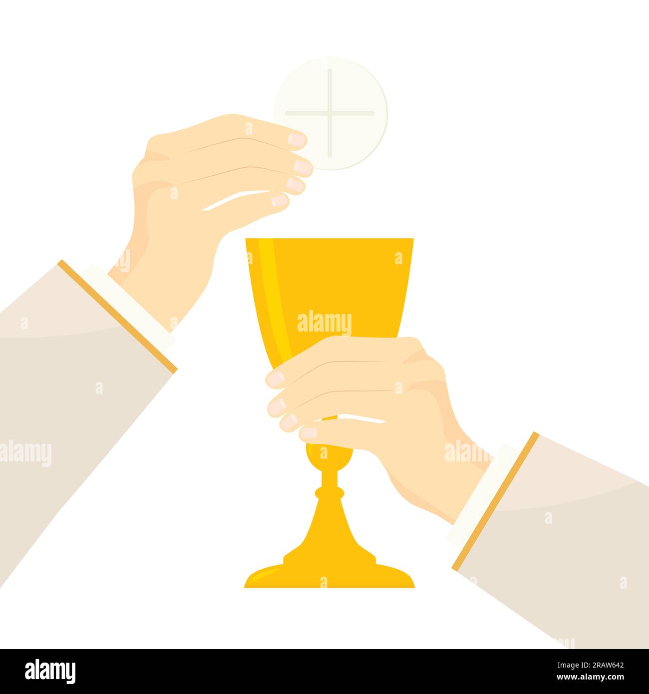 priest holds chalice and holy host, celebration of the mass, eucharist ...