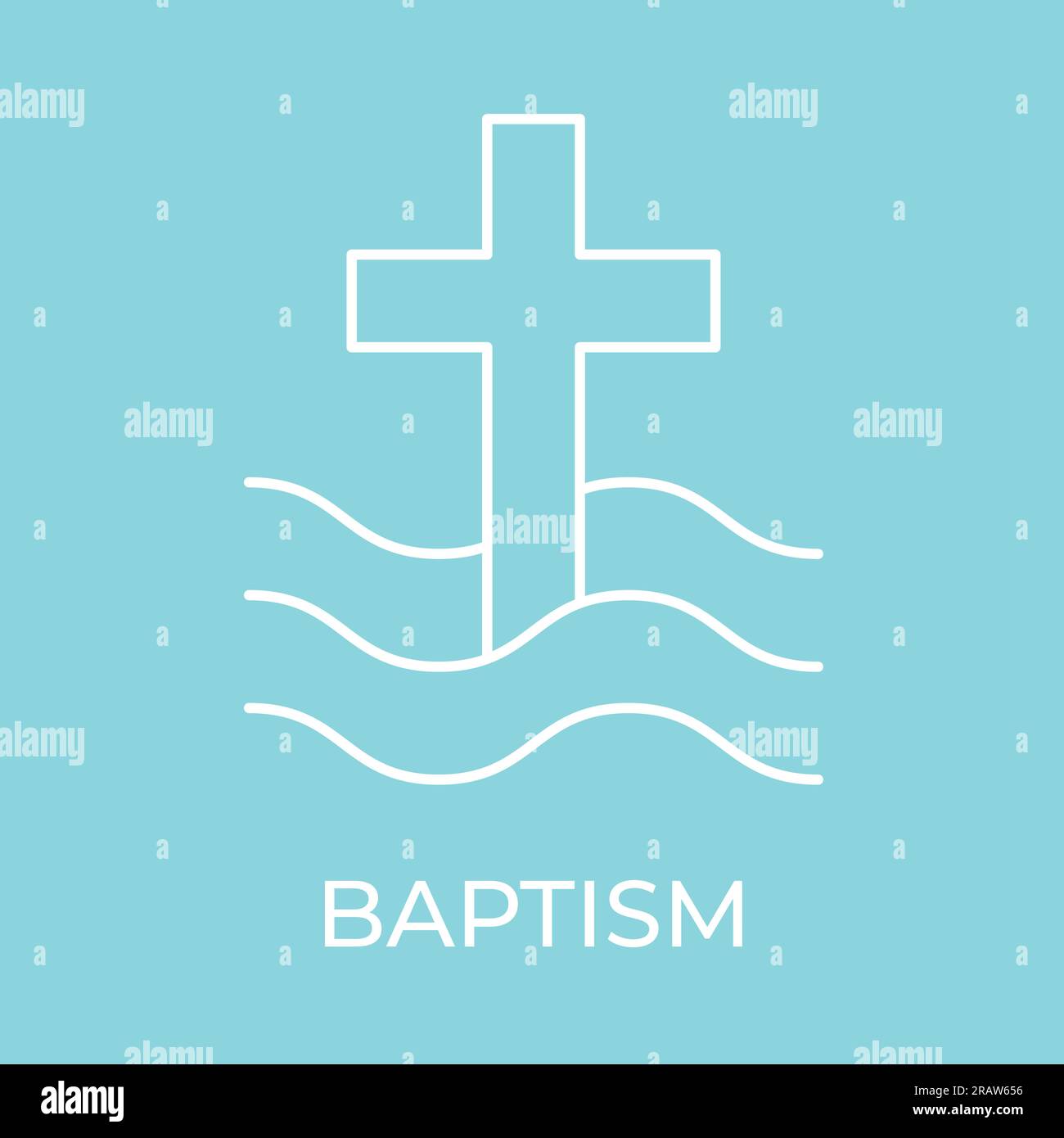 christian cross in a wavy water, concept of Baptism- vector illustration Stock Vector Image ...