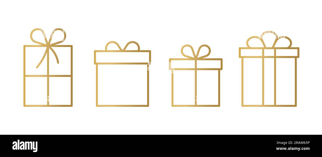 set of golden line gift icons- vector illustration Stock Vector Image ...