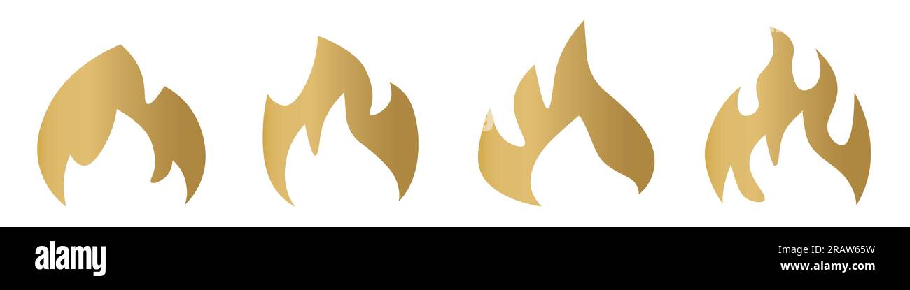 set of golden different fire flames - vector illustration Stock Vector ...