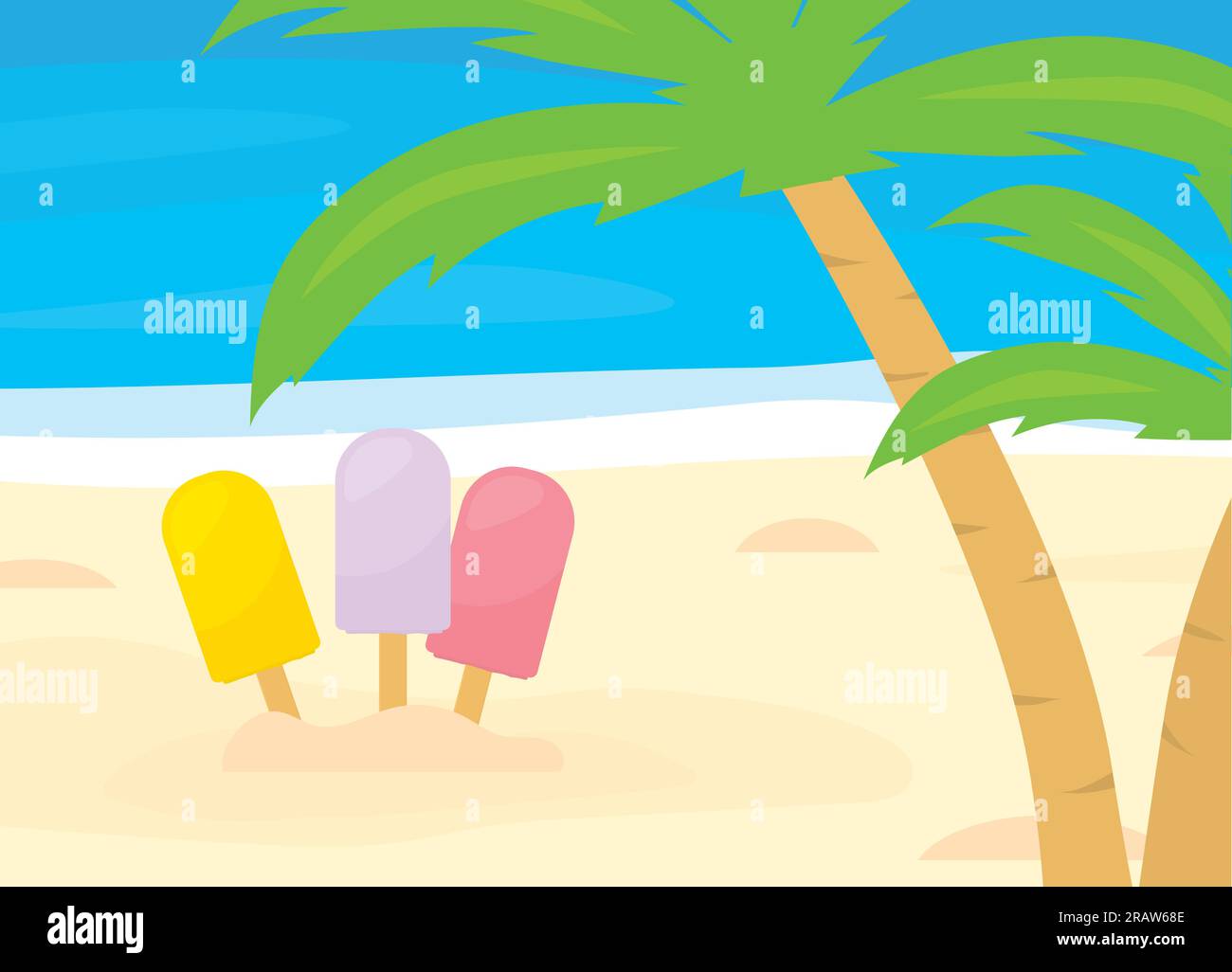 ice cream on the tropical beach, summer vacation, relax concept- vector ...