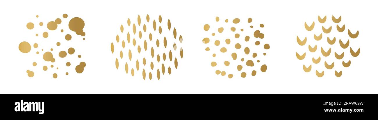 set of golden decorative dots and blobs - vector illustration Stock ...