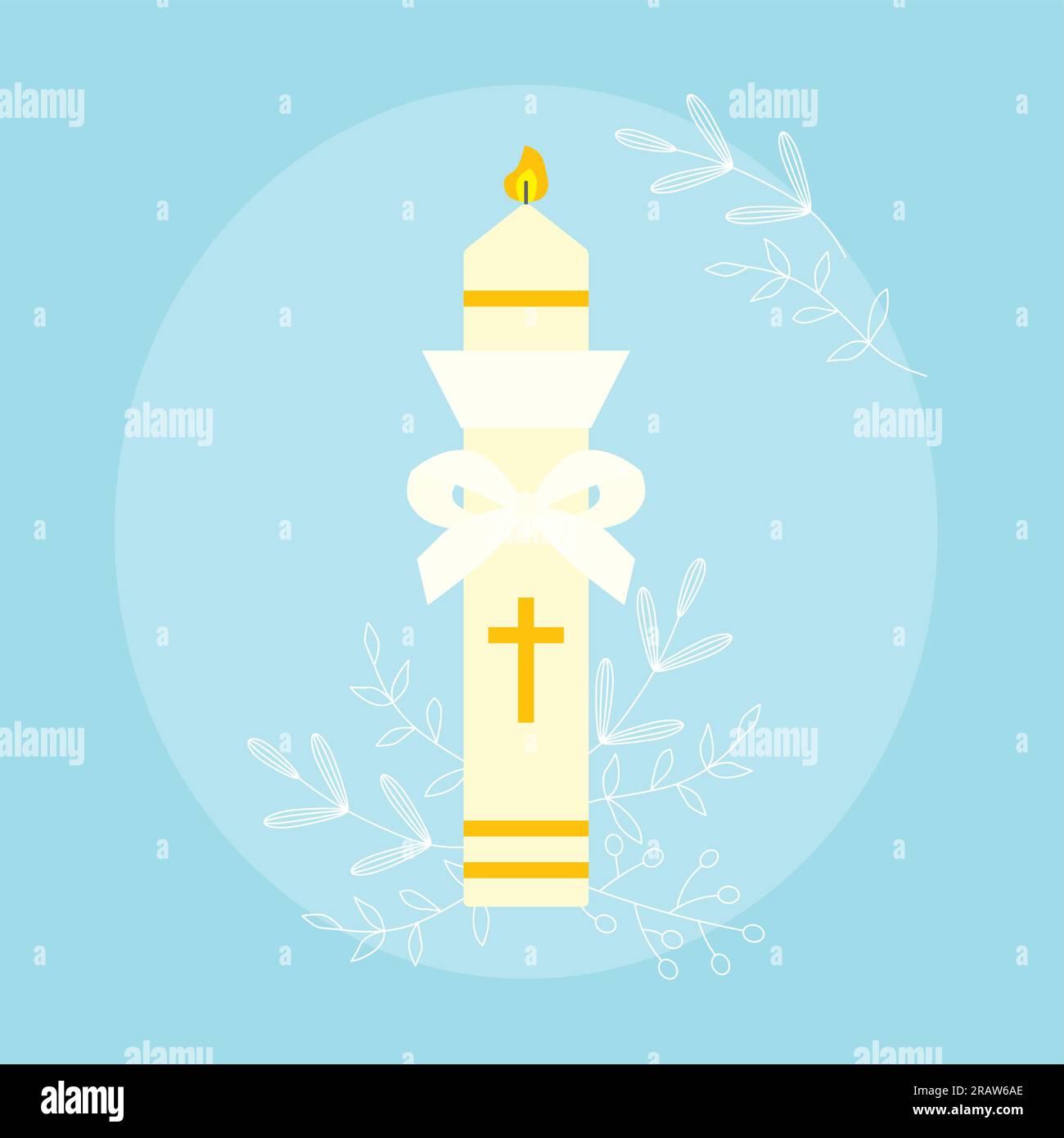 first Holy Communion, Baptismal candle- vector illustration Stock ...
