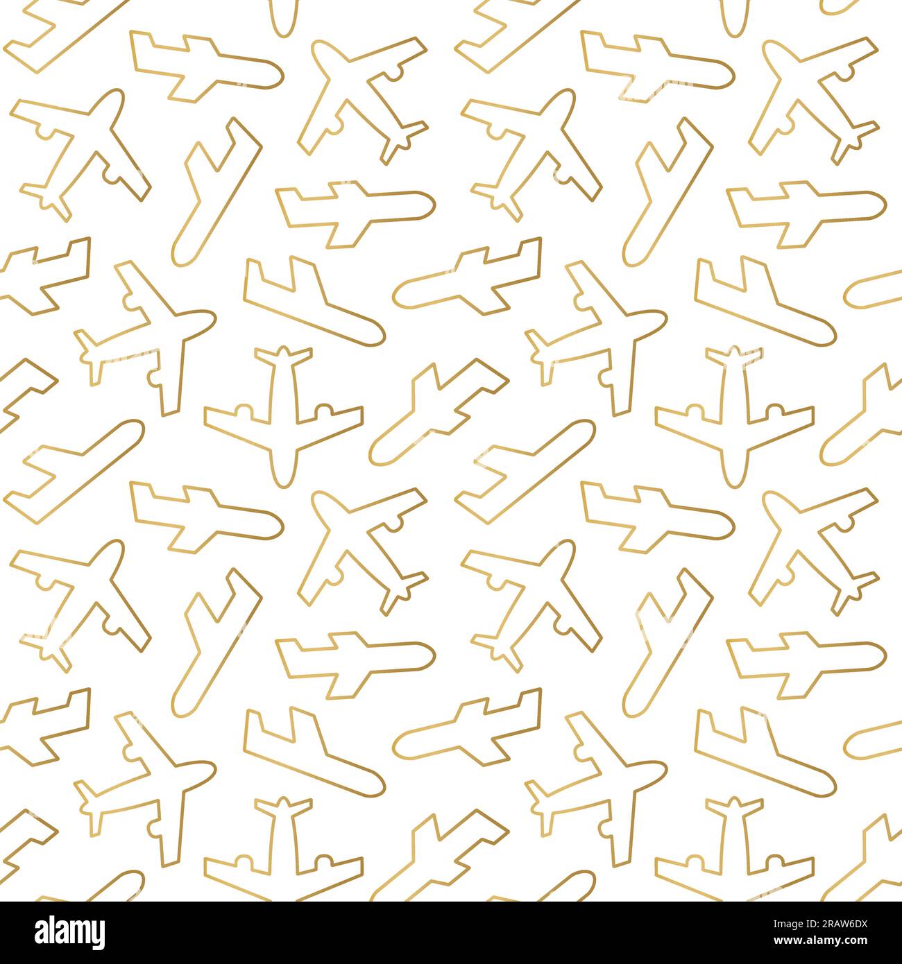 golden seamless pattern with airplanes- vector illustration Stock ...