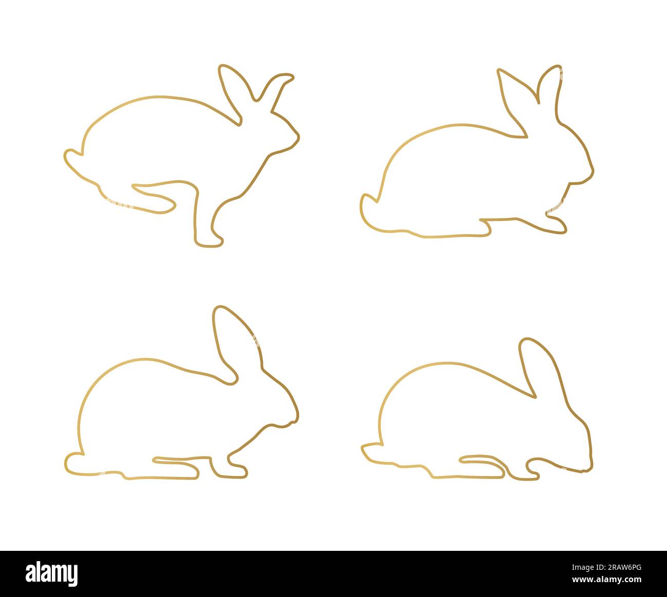 golden outline of rabbit silhouette- vector illustration Stock Vector ...