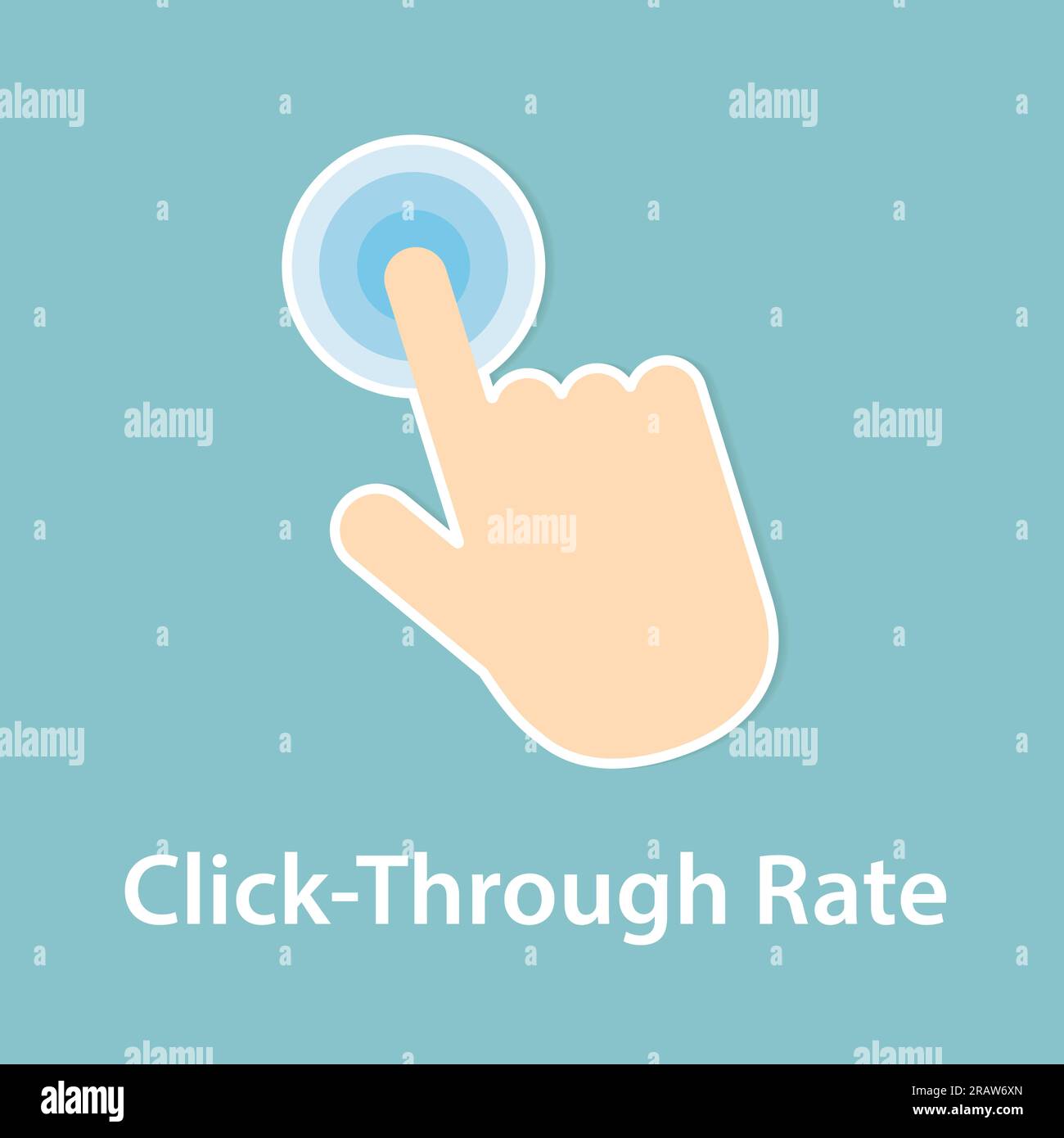 CTR Click-through rate and hand clicking icon- vector illustration ...