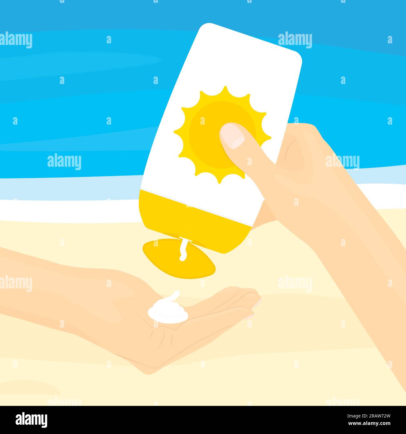 applying sun cream on the beach- vector illustration Stock Vector Image ...