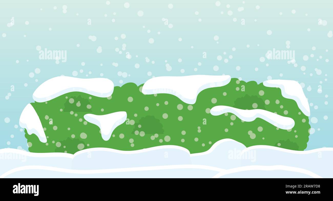 green bush covered with snow- vector illustration Stock Vector Image ...
