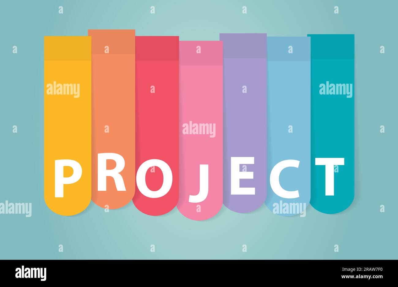 colorful project banner made with sticky notes - vector illustration ...